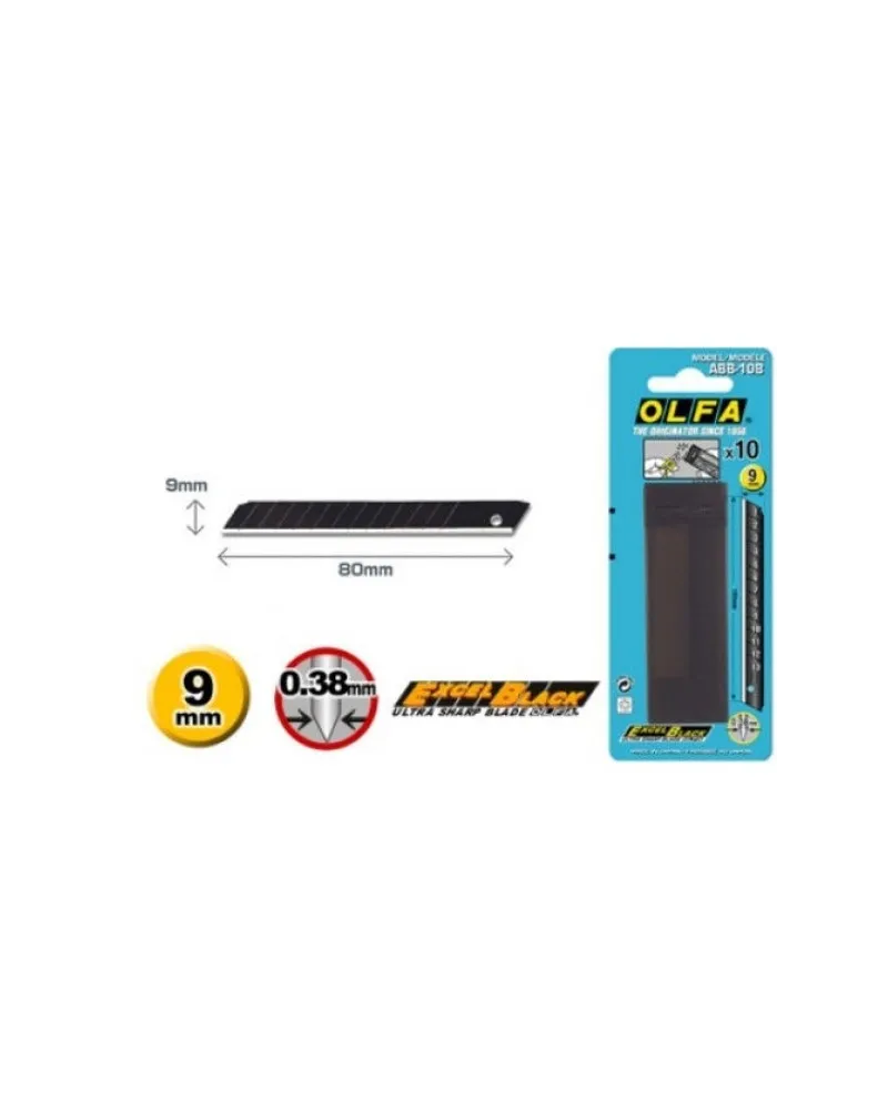 Lama di Ricambio Olfa ABB-10B Ultra-Sharp Lame Nere per 180-Black 9mm
